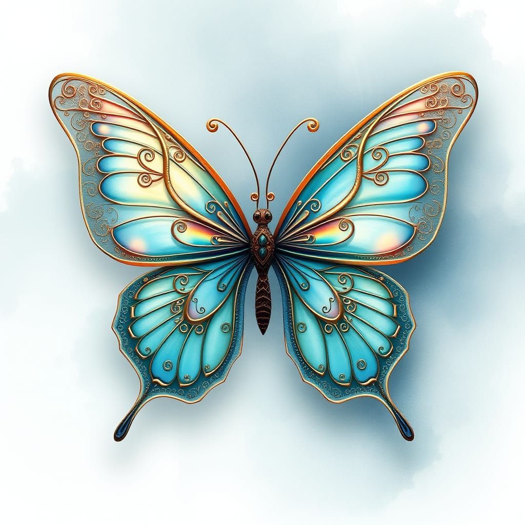 Ethereal Butterfly in Traditional Chinese Motifs - AI Art