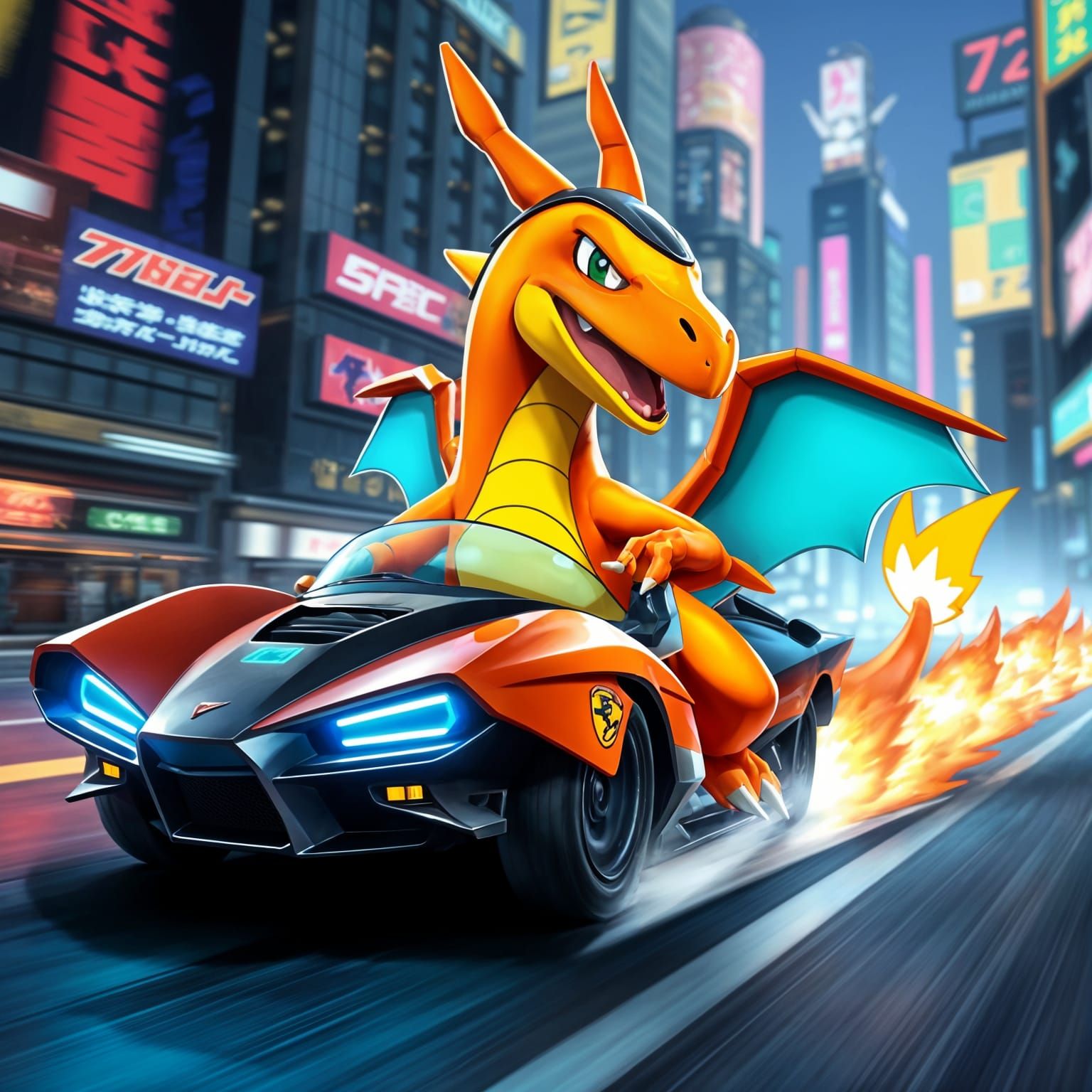Charizard got a new car😀 - Anime-Style Charizard Speeds in ...
