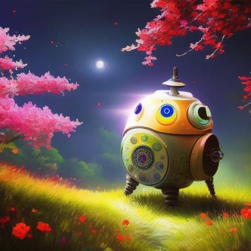 Bot Gazing at its Home Planet - AI Generated Artwork - NightCafe Creator