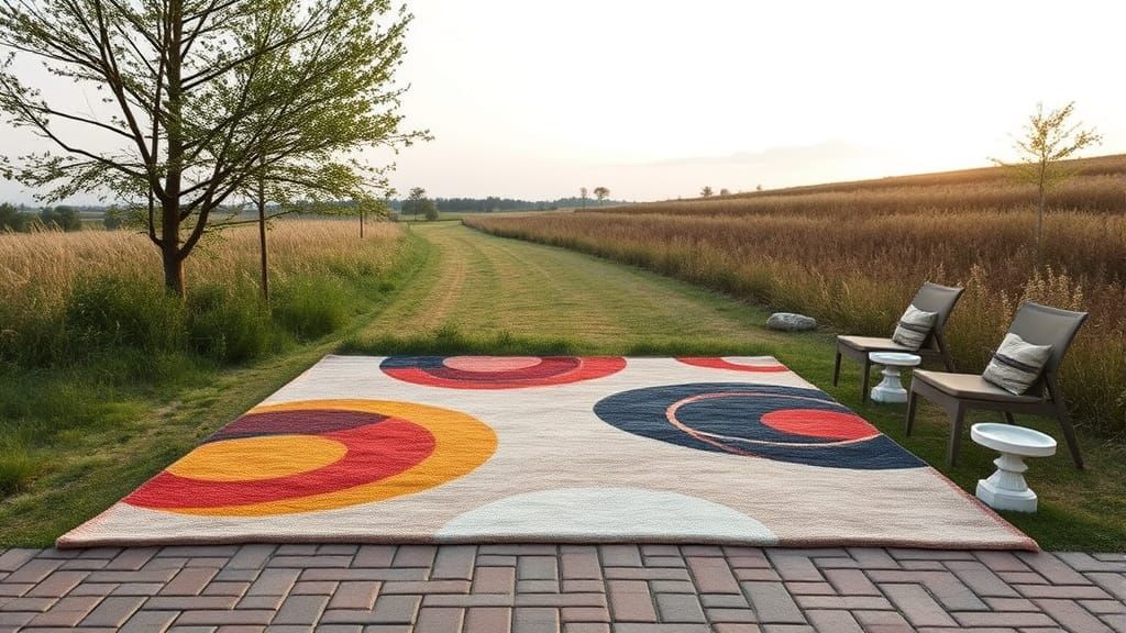 A morning - Abstract Wool Rug Patterns on Indian Brick Road