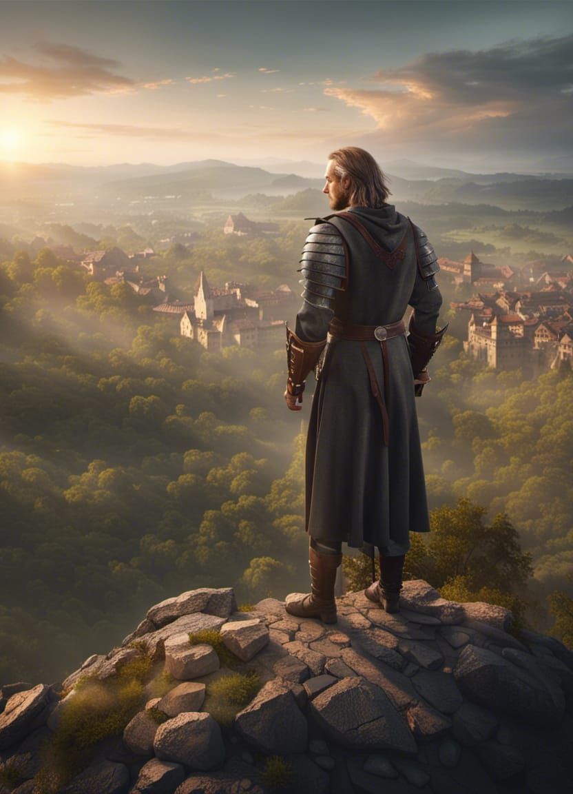 Medieval Knight looking over the valley - AI Generated Artwork ...
