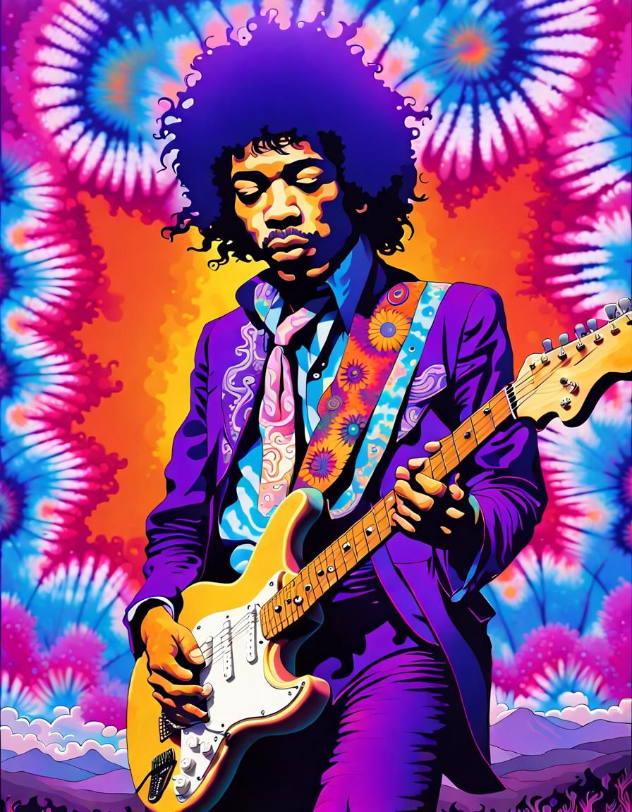 Tye-Dyed Jimi Hendrix #2 - AI Generated Artwork - NightCafe Creator