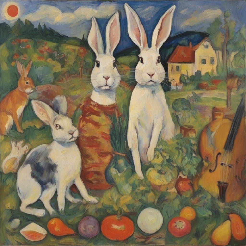 Rabbits in Whimsical Musical Ensemble in Earthy La... - AI Art