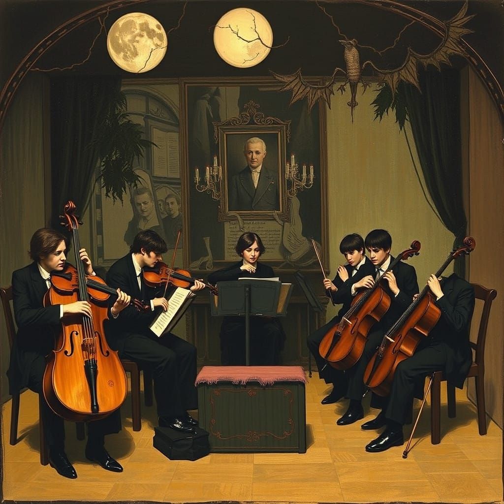 Vampires in Unconventional Harmony Gathered at Sch... - AI Art