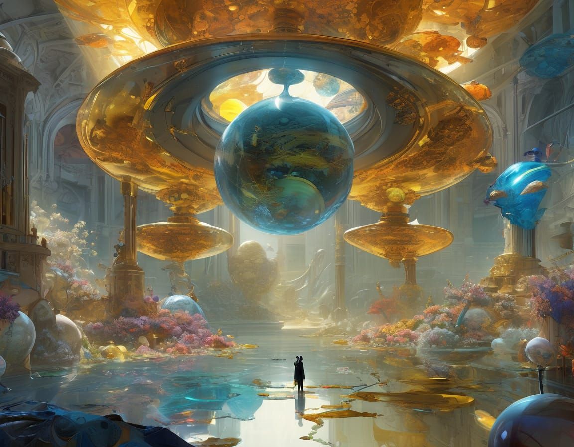 graffito infinite curved space inside out luminoba... - AI Art