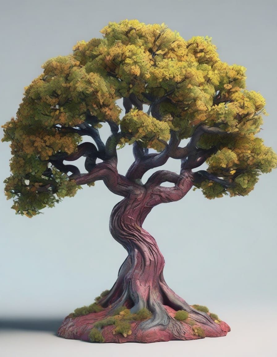 "Papercraft Tree" - Fantastical Papercraft Tree in Deep Colo...