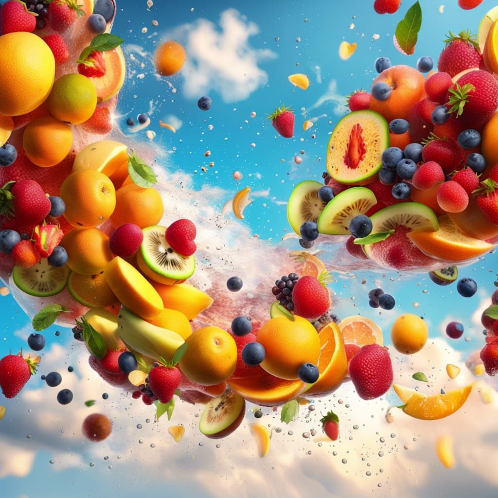 Fruits raining down - AI Generated Artwork - NightCafe Creator