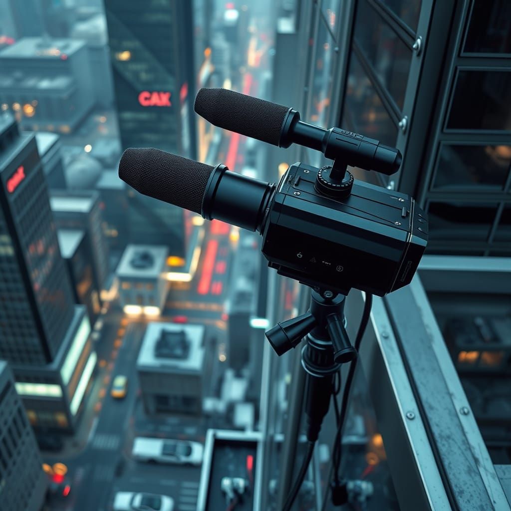 High-Tech Spy Microphone Array in Futuristic Citys... - AI Art