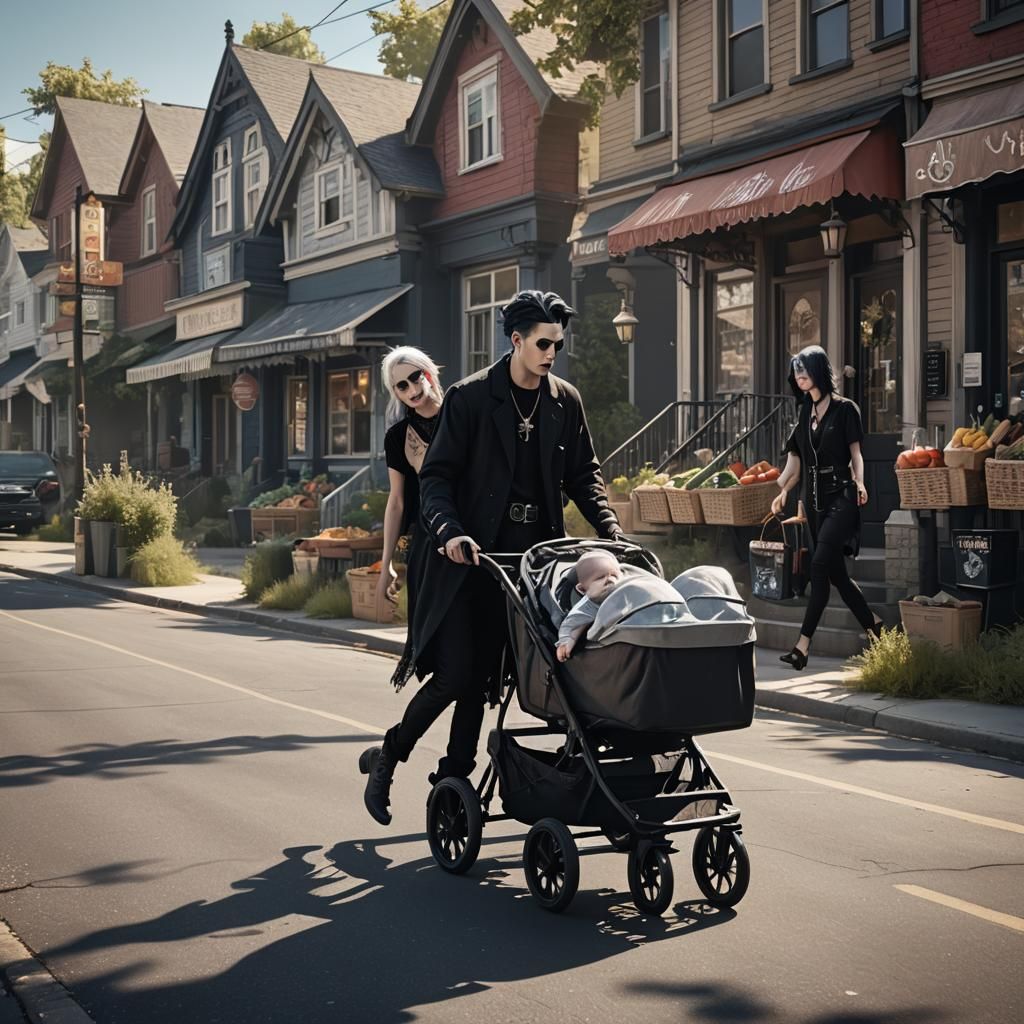 Goth parents with baby - AI Generated Artwork - NightCafe Creator