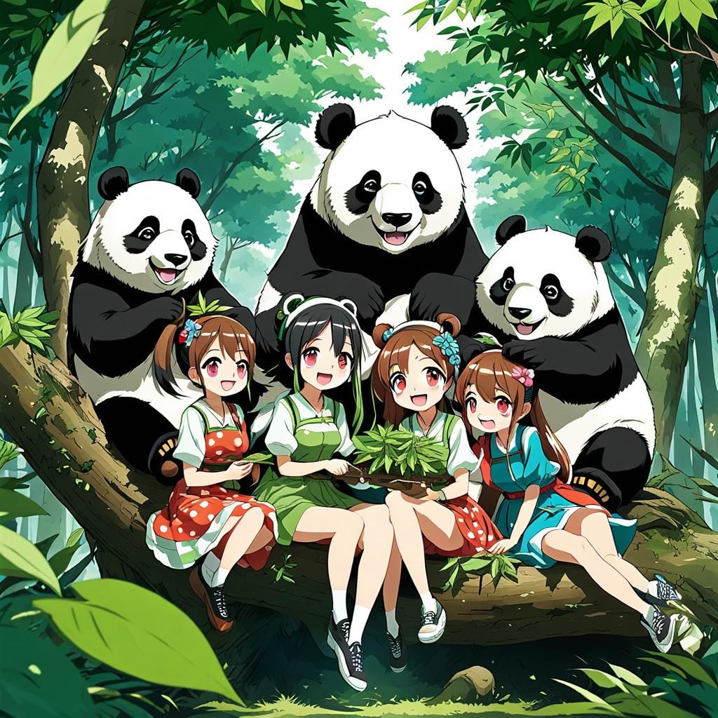 Panda and friends - AI Generated Artwork - NightCafe Creator