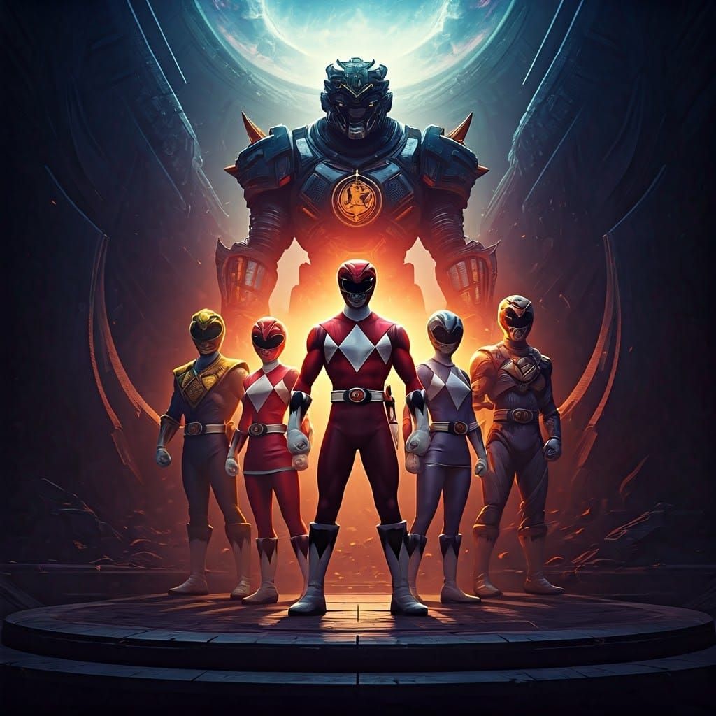 Epic Power Rangers Stand United Against the World - AI Art