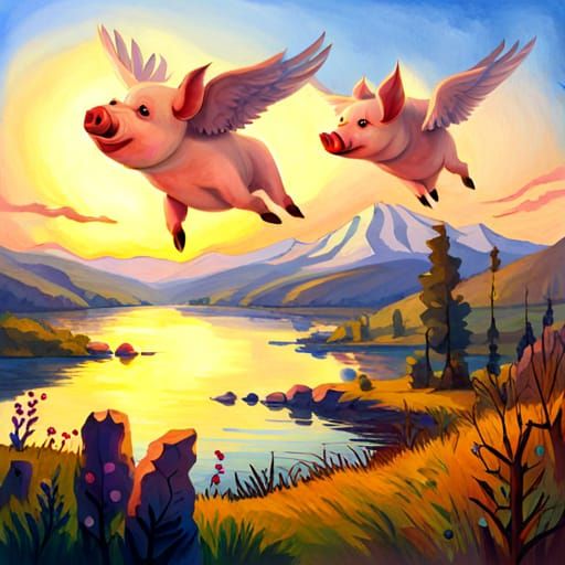 Pigs might fly! 😎 - AI Generated Artwork - NightCafe Creator