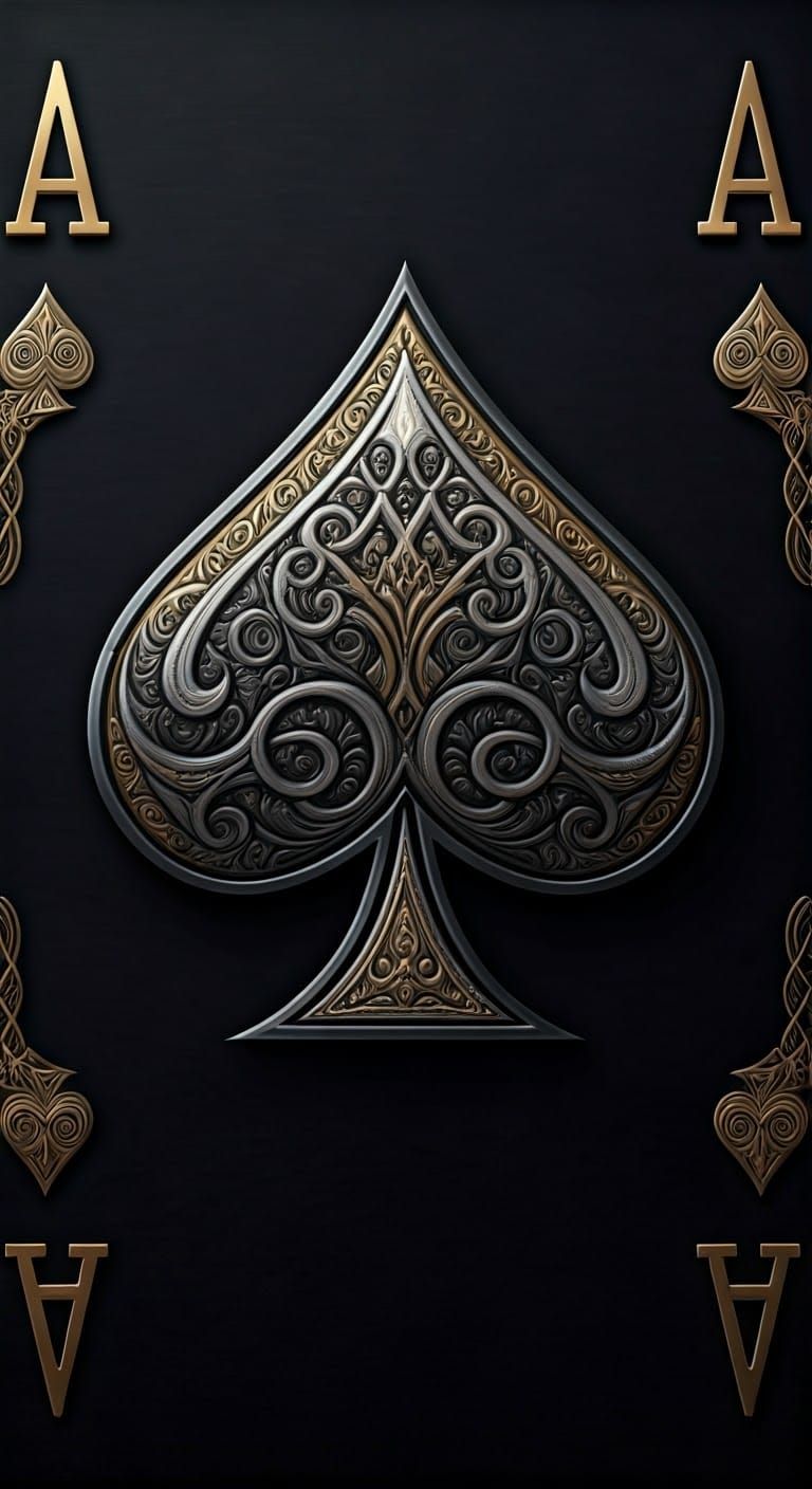 Regal Metallic Ace of Spades Playing Card - AI Art