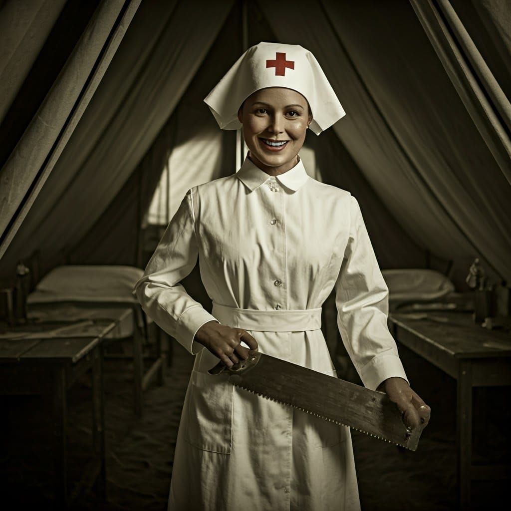 Android Nurse in WWI-Era Tent Hospital - AI Art