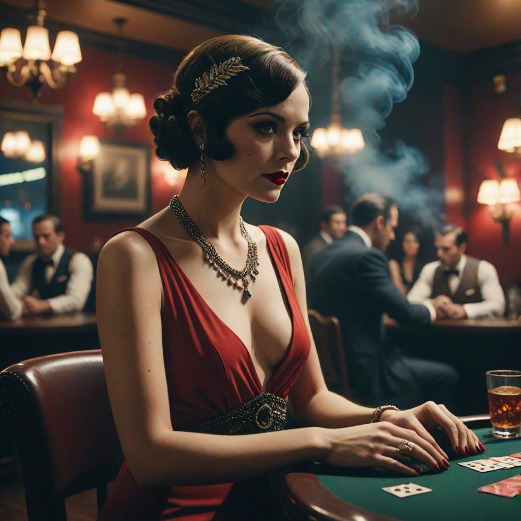 1920s Speakeasy Poker Game in Hyper-Realistic Styl... - AI Art