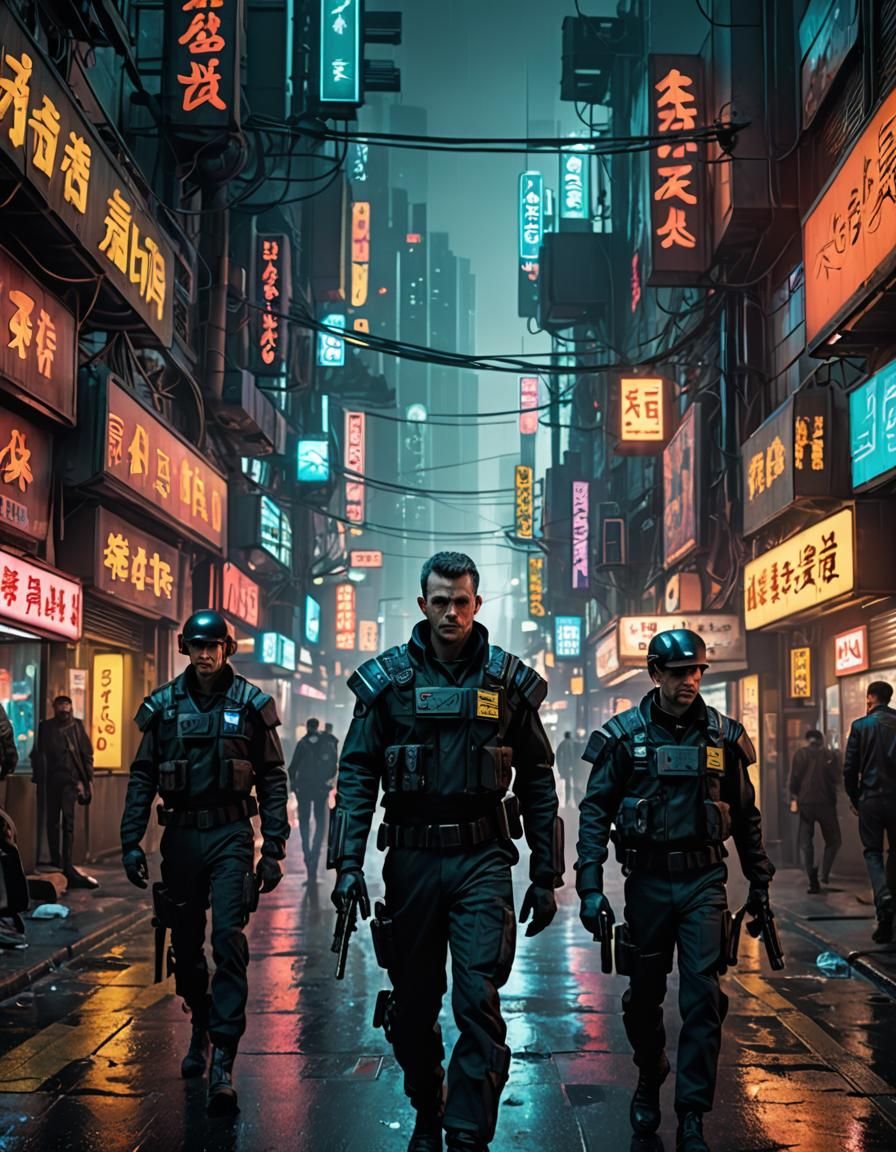 Cyberpunk Armed Cops/Corporate Security v3 - AI Generated Artwork ...