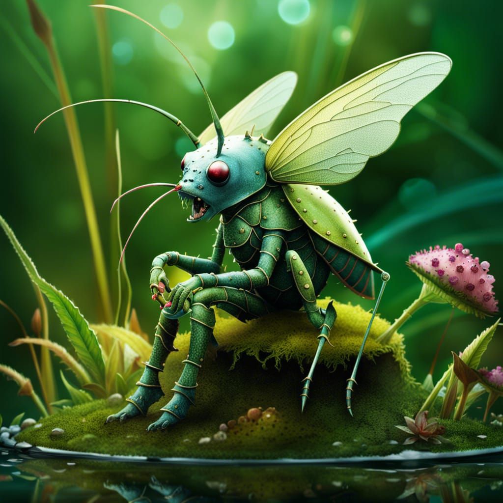 Alfonso, the hybrid aphid insect courier - takes a break - AI Generated ...