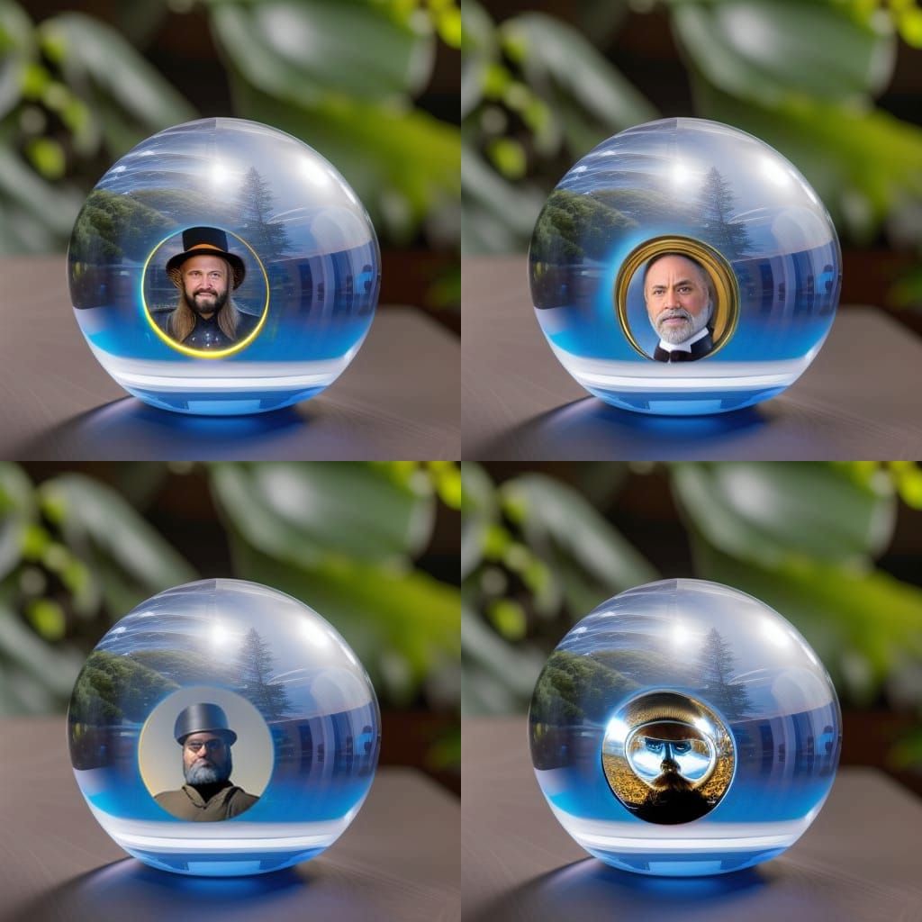 a large single spherical orb in suspended animation containing a clear ...