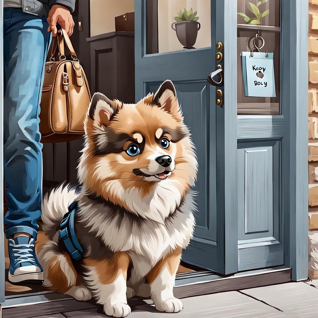 Pomsky Ready for a Walk - AI Generated Artwork - NightCafe Creator