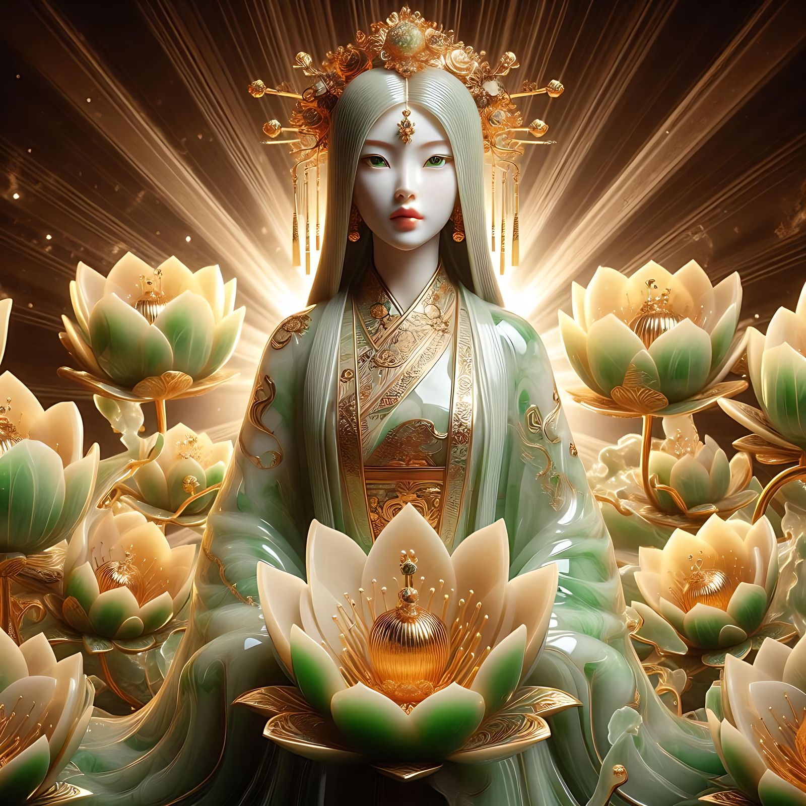 Jade Lotus Goddess - AI Generated Artwork - NightCafe Creator