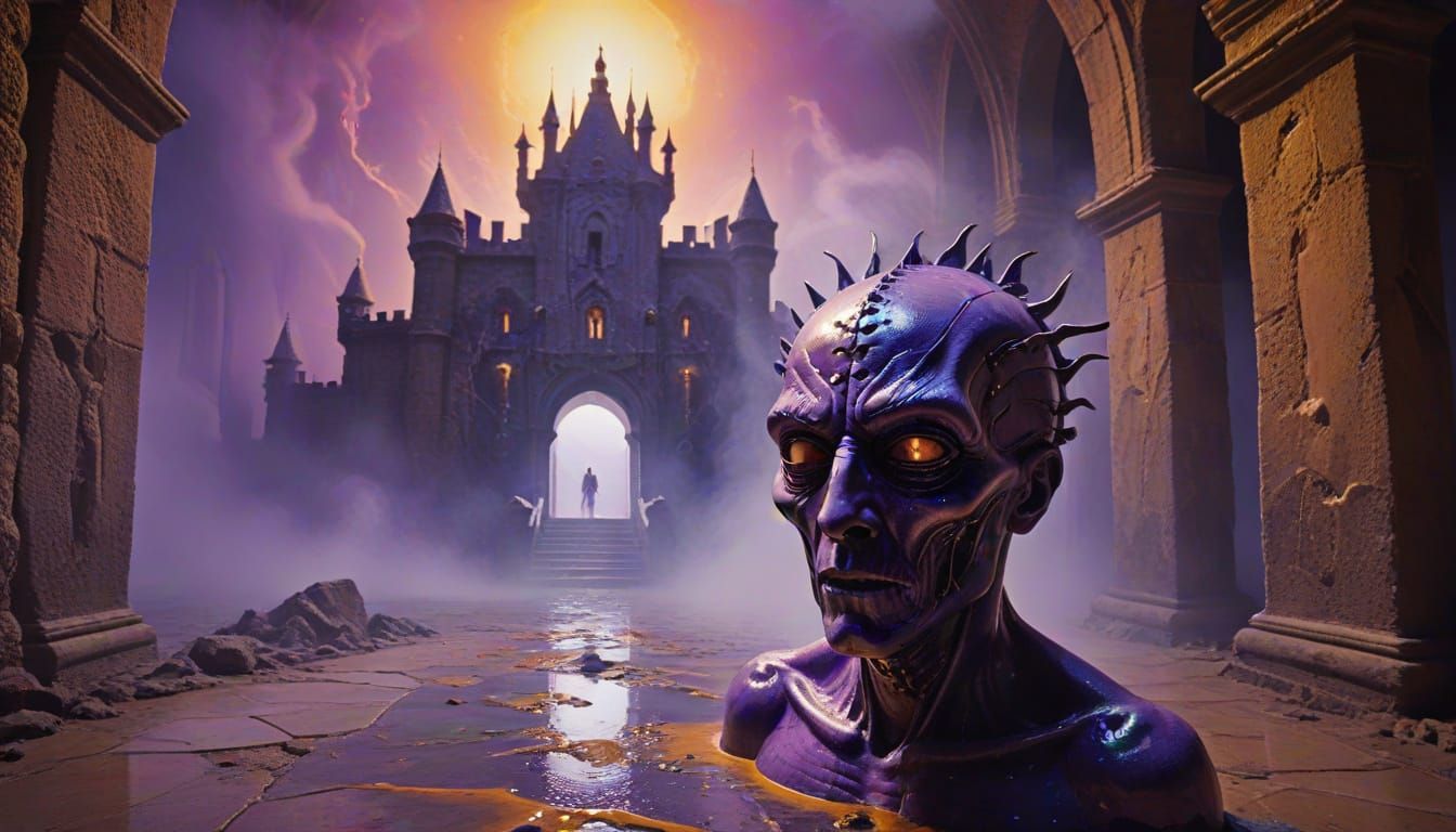 inside alien castle - Surreal Alien Castle Scene in Vibrant ...