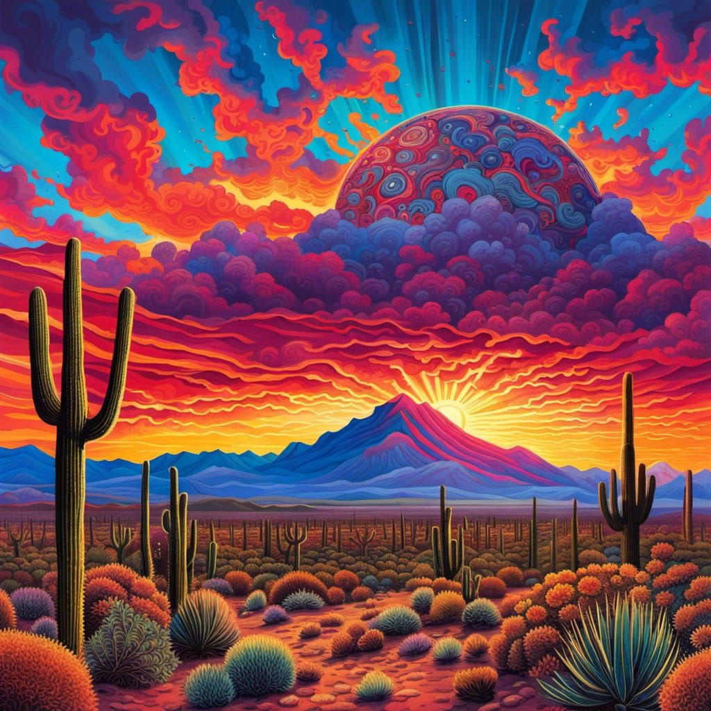 Epic painting of a Sonoran desert sunset. - AI Generated Artwork ...