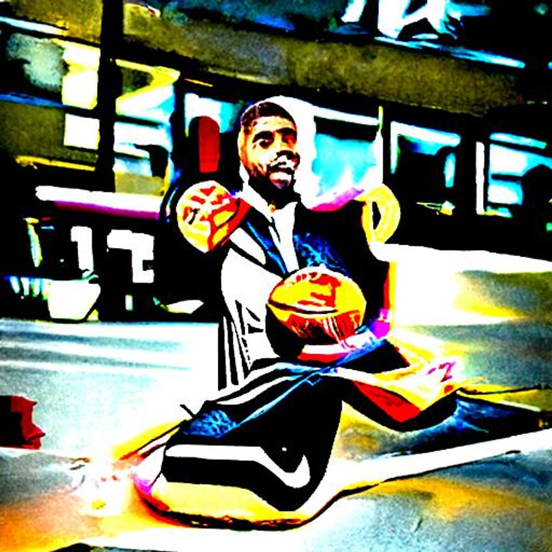kyrie irving |nba basketball player| dribbling a basketball in a ...