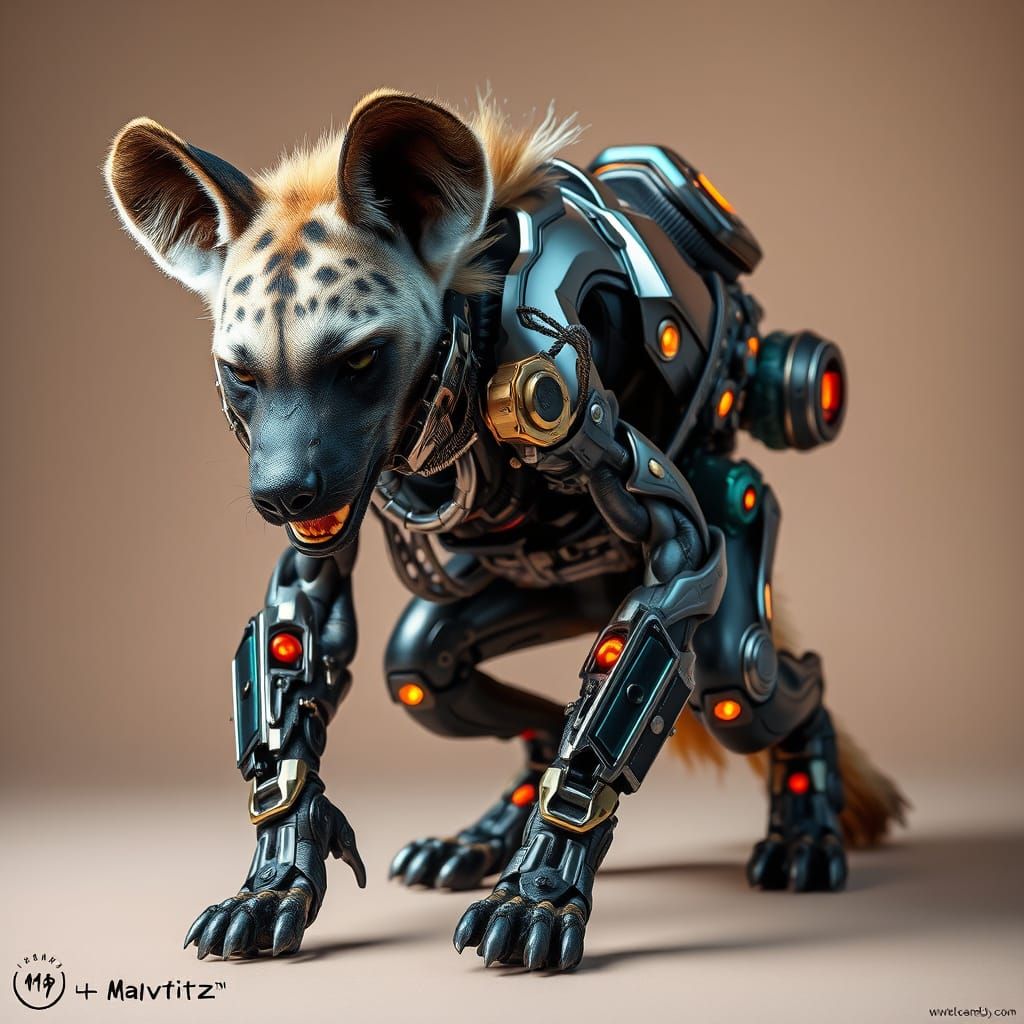Hyena with Genetically modified - Fierce Cyborg Hyena in Fu...