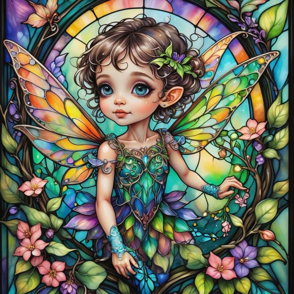 Pixie Magic Stained Glass - AI Generated Artwork - NightCafe Creator