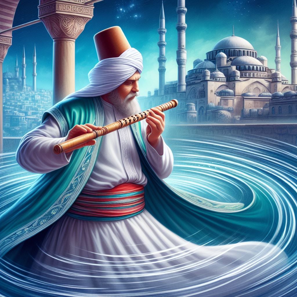 A whirling dervish playing a ney flute - AI Generated Artwork ...
