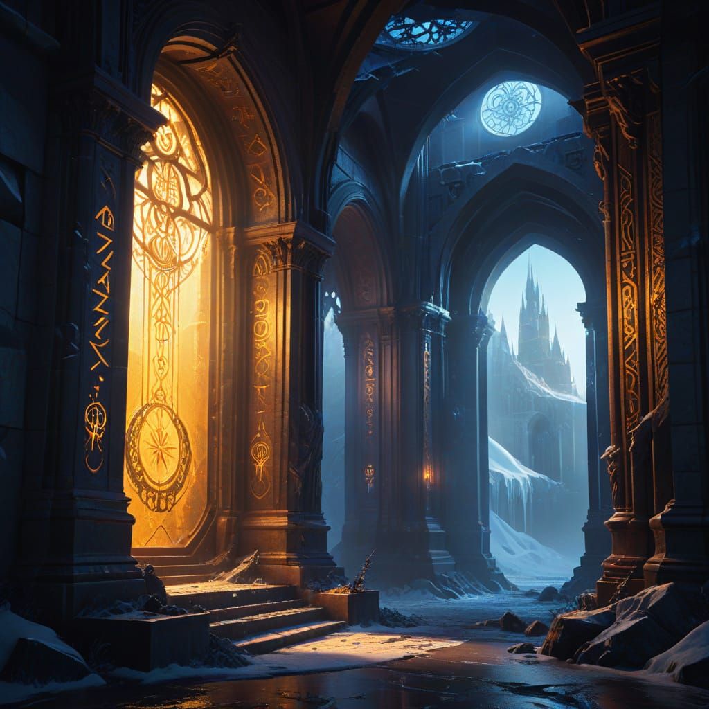 Frozen Atlantis Cityscape in Dark Fantasy Style - AI Art