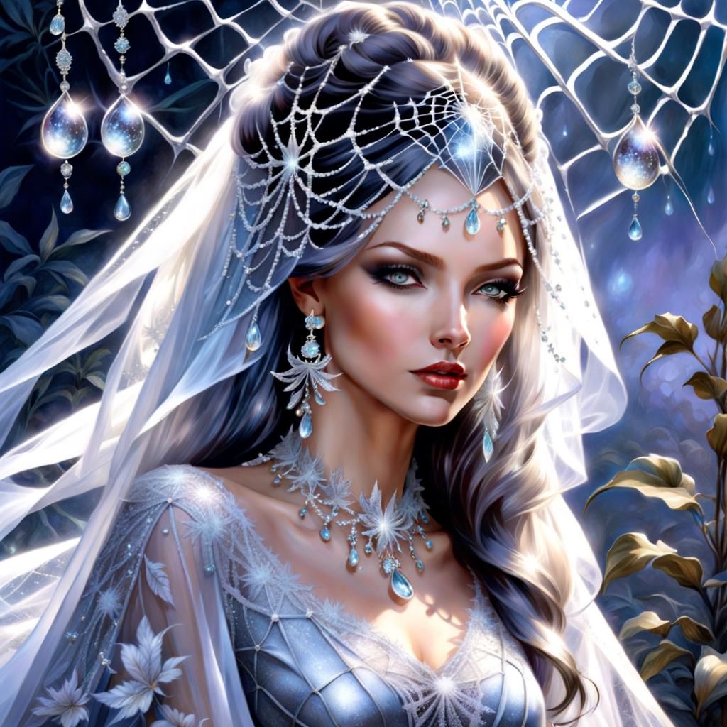 Portrait of a Mysterious Spiderweb Beauty - AI Generated Artwork - NightCafe Creator