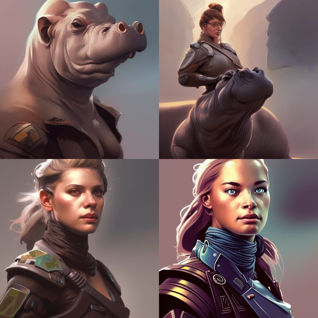 Dnd Female Giff hippopotamus Battle Master soldier - AI Generated ...