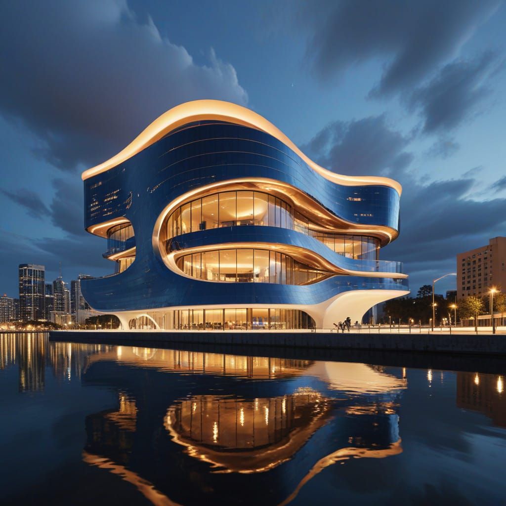 Golden blu wave building - Stunning Futuristic Building Domi...