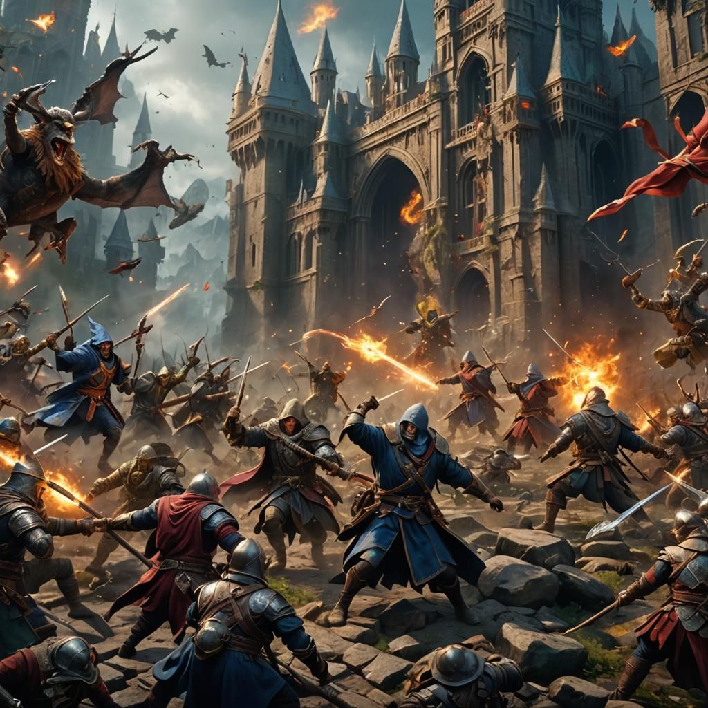 wizards and army fighting - AI Generated Artwork - NightCafe Creator