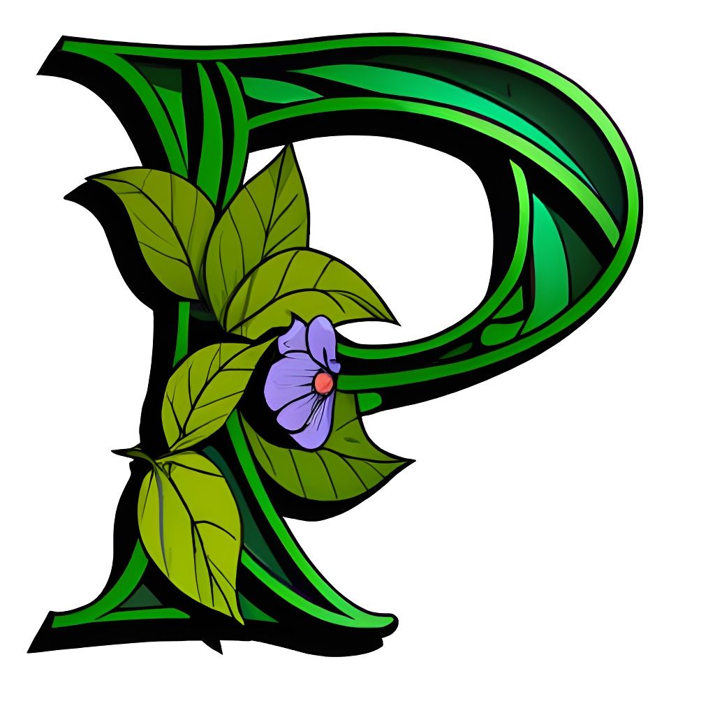 Initial Capital Letter P Leaves And Flowers AI Generated Artwork initial-capital-letter-p-leaves-and-flowers-ai-generated-artwork