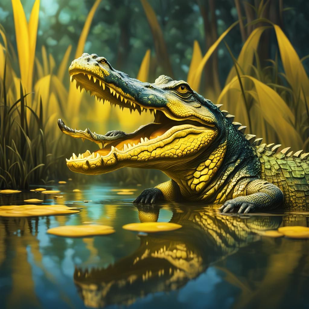 yellow alligator - AI Generated Artwork - NightCafe Creator