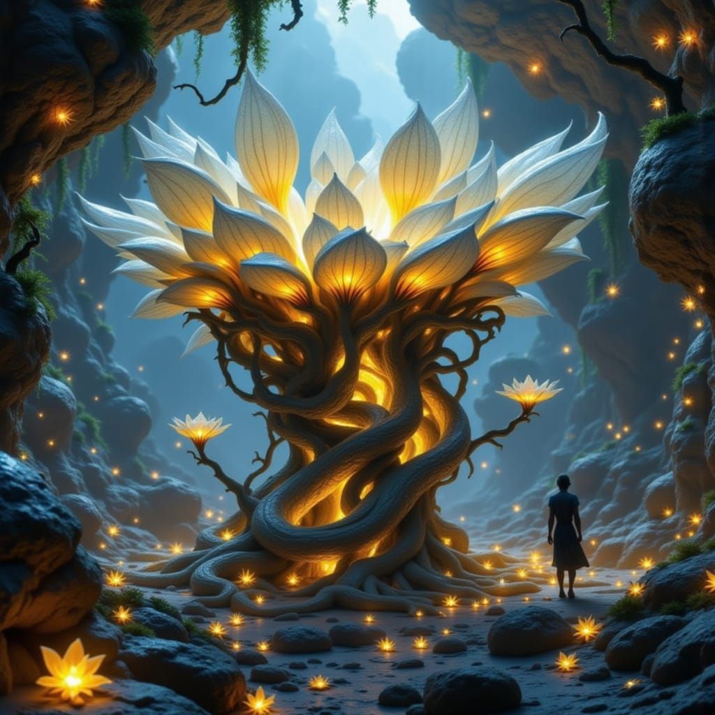 An Abyssal Daisy - Ethereal Fae Embrace in a Fantastical For...