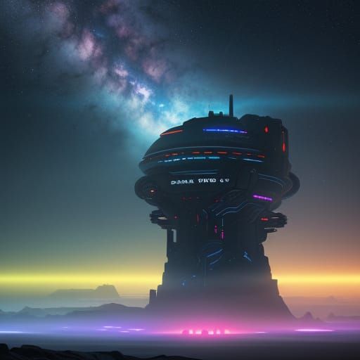 SPACE alien tower - Cosmic Citadel in a Barren Expanse