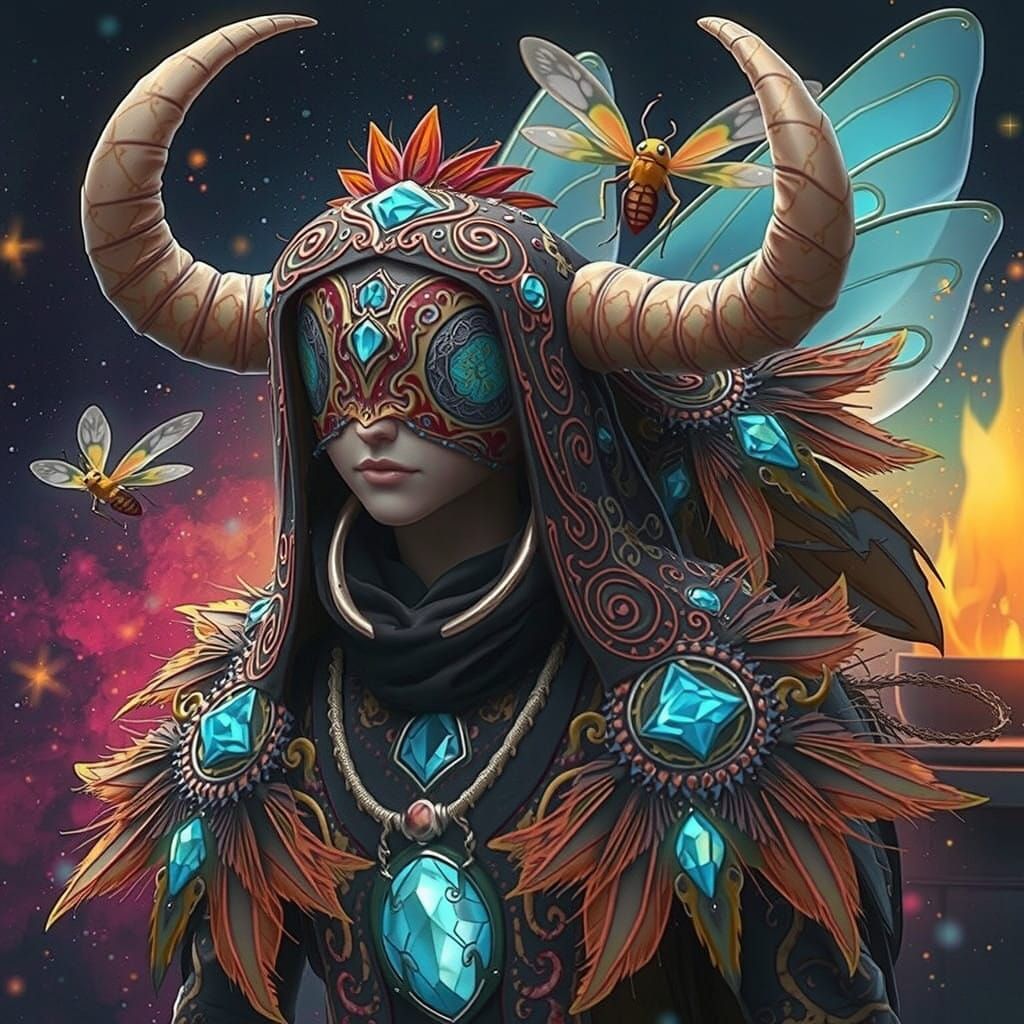 Surreal Firefly in Whirling Vortex of Iridescent F... - AI Art