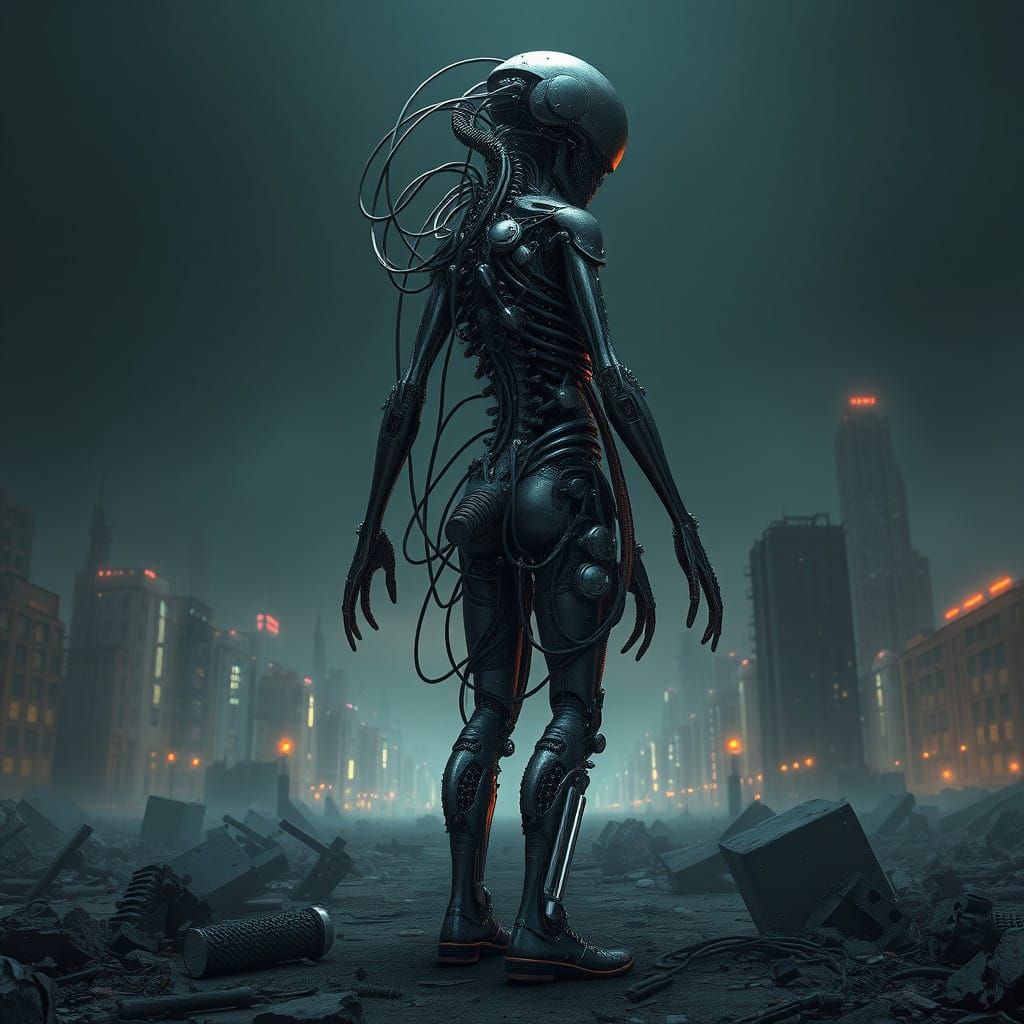 A hyperrealistic Ink and oil picture of a grotesque amalgamation of ...