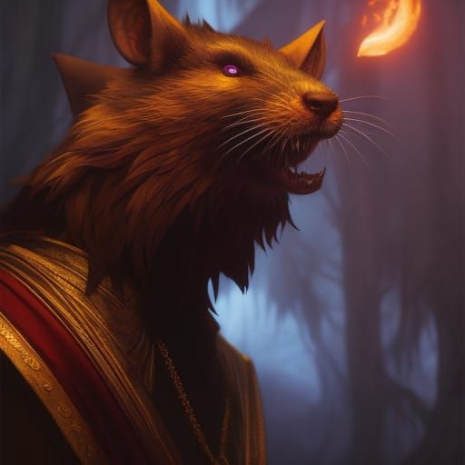 wererat warlock, Ratman, Rat human, adventurer, mage, detailed matte ...