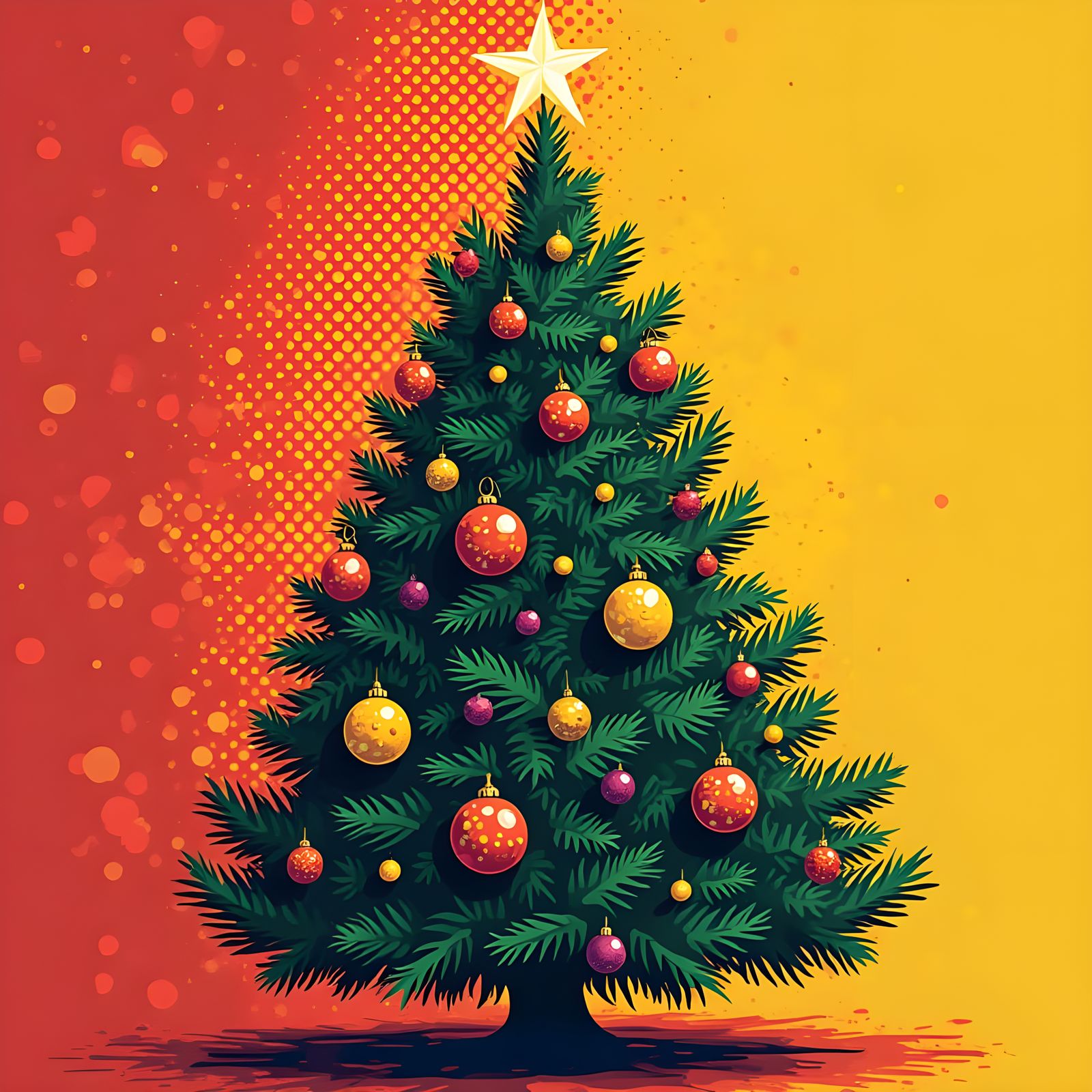 Vibrant Pop Art Christmas Tree - AI Art