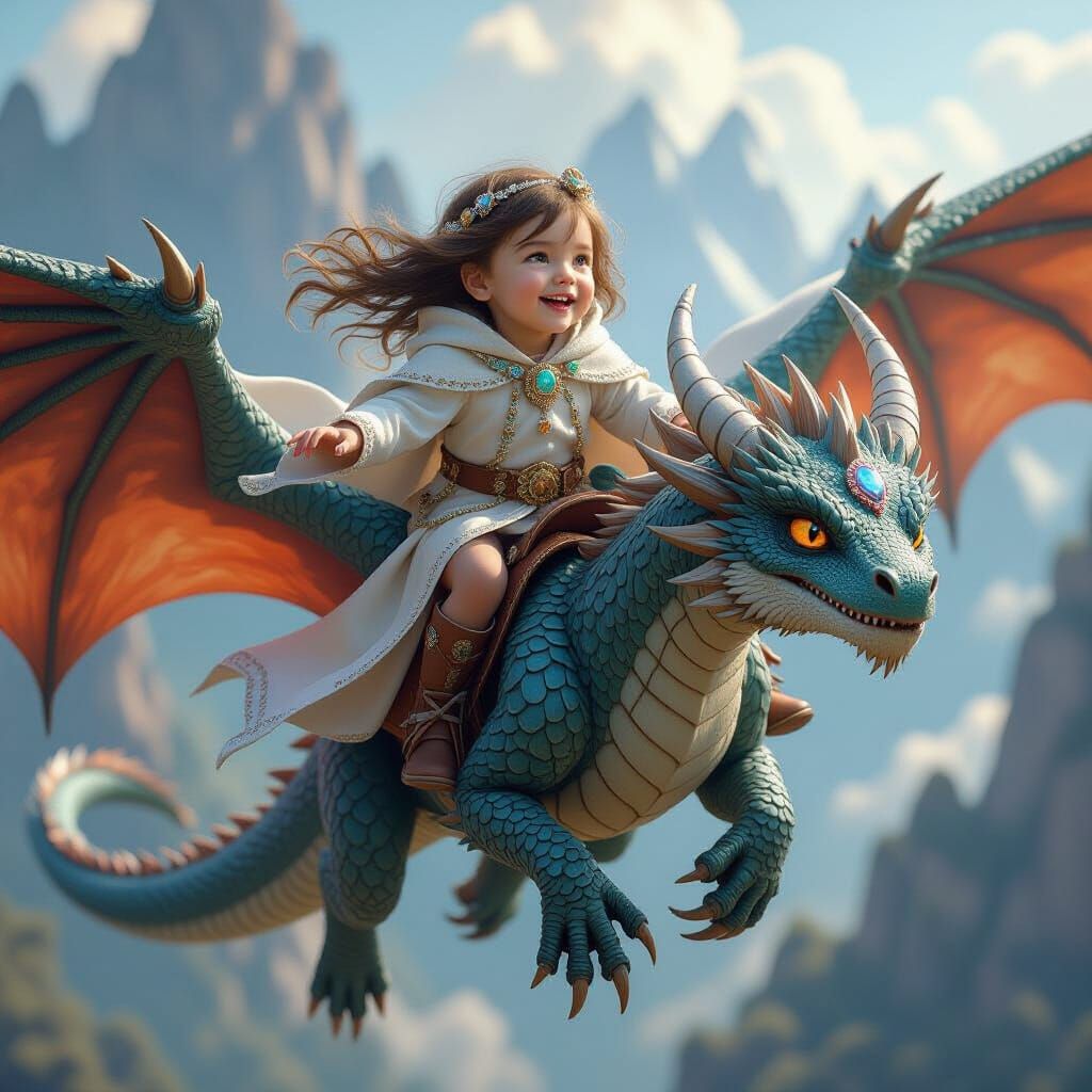 Tiny Rider - Toddler Dragon Rider in a Photorealistic Style