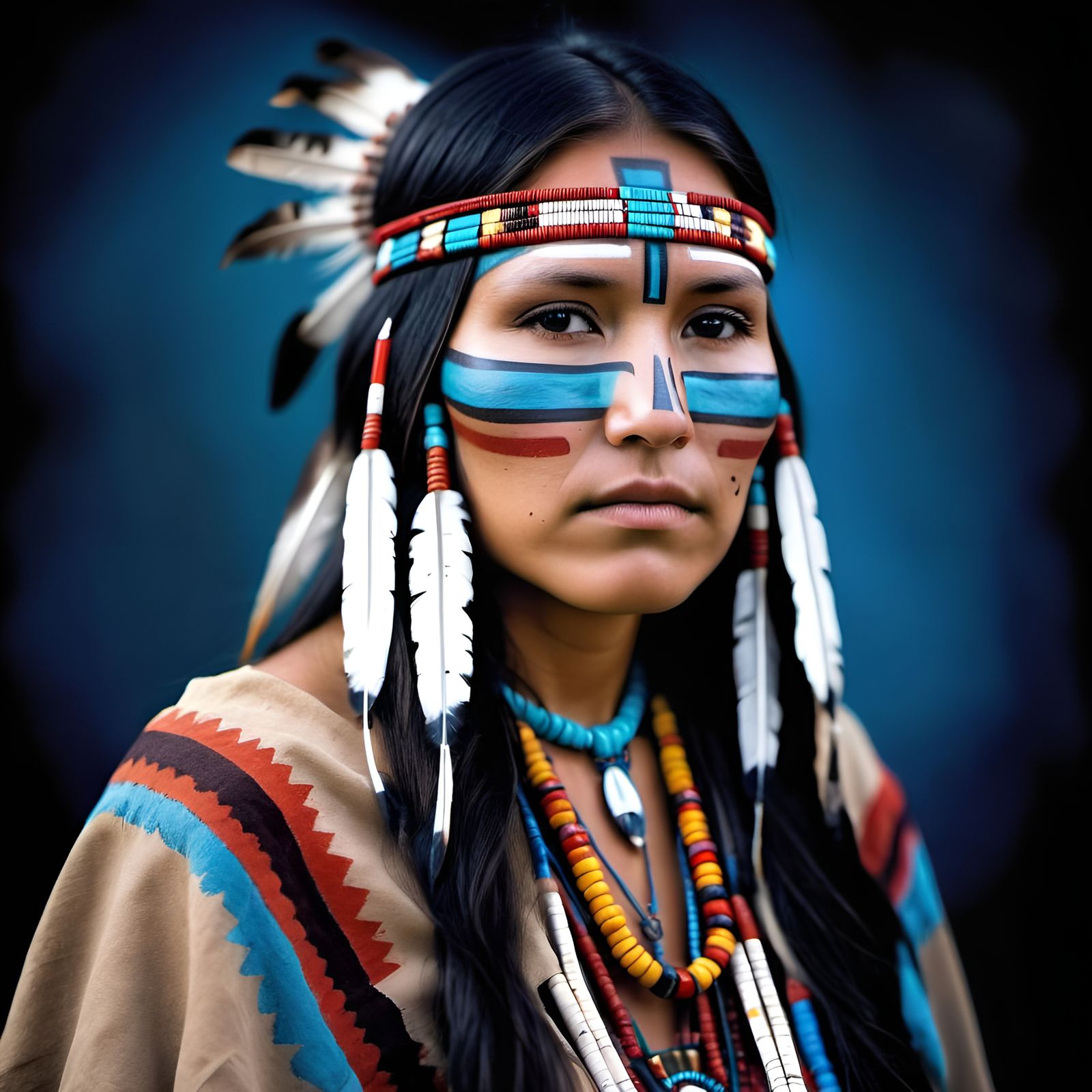 highly detailed beautiful native American Indian woman portrait, no ...