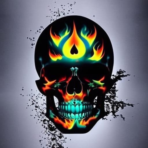 a trippy human skull on fire - AI Generated Artwork - NightCafe Creator