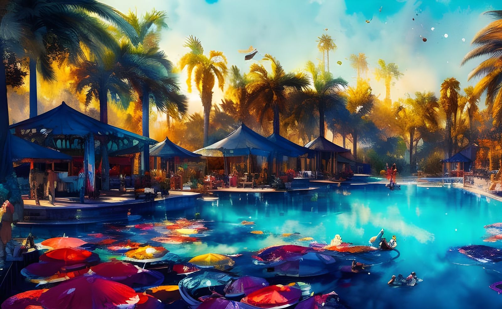 Summer Pool Party 1-4 - AI Generated Artwork - NightCafe Creator