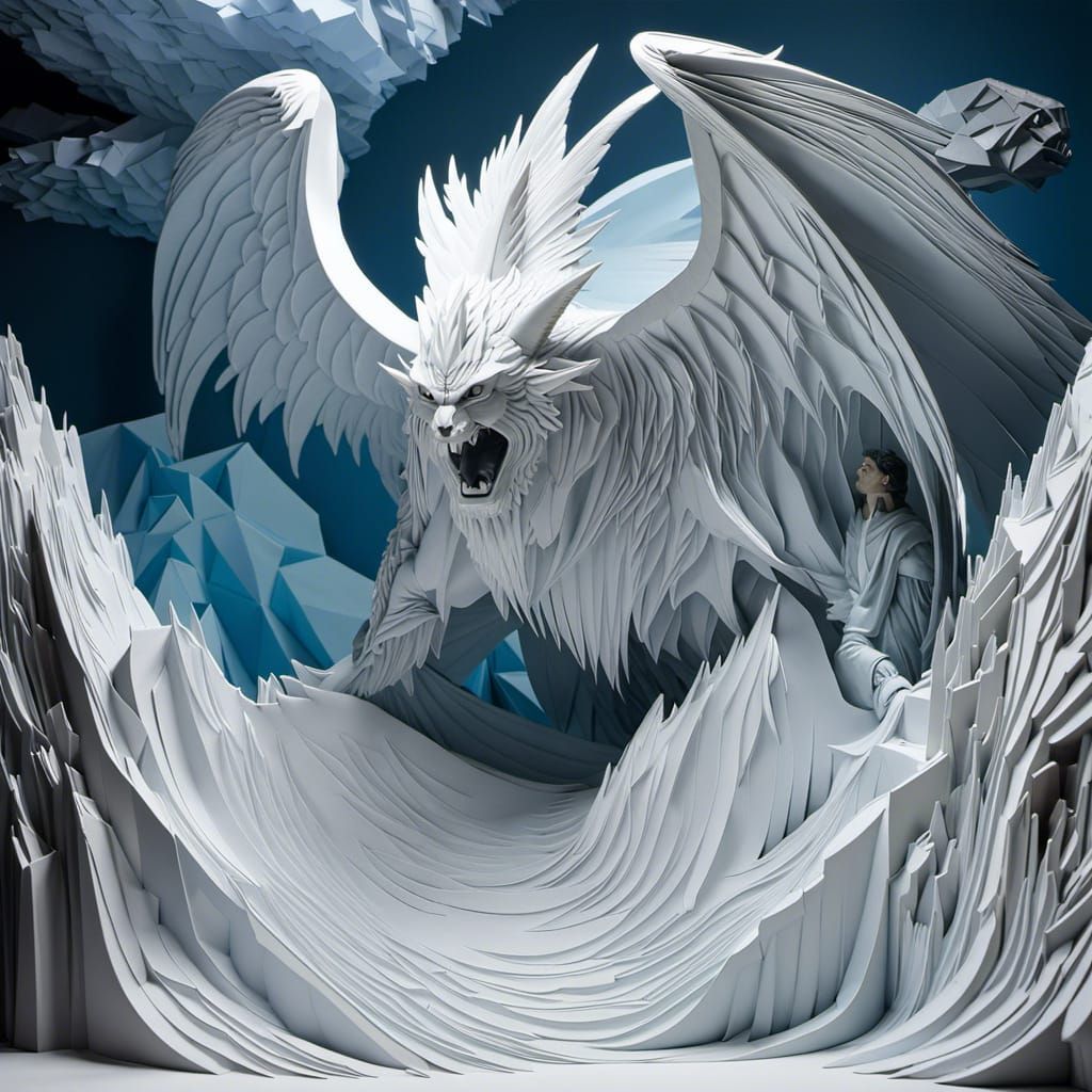 Collosal, winged demon trapped in glacier by Caspar Friedrich, William ...