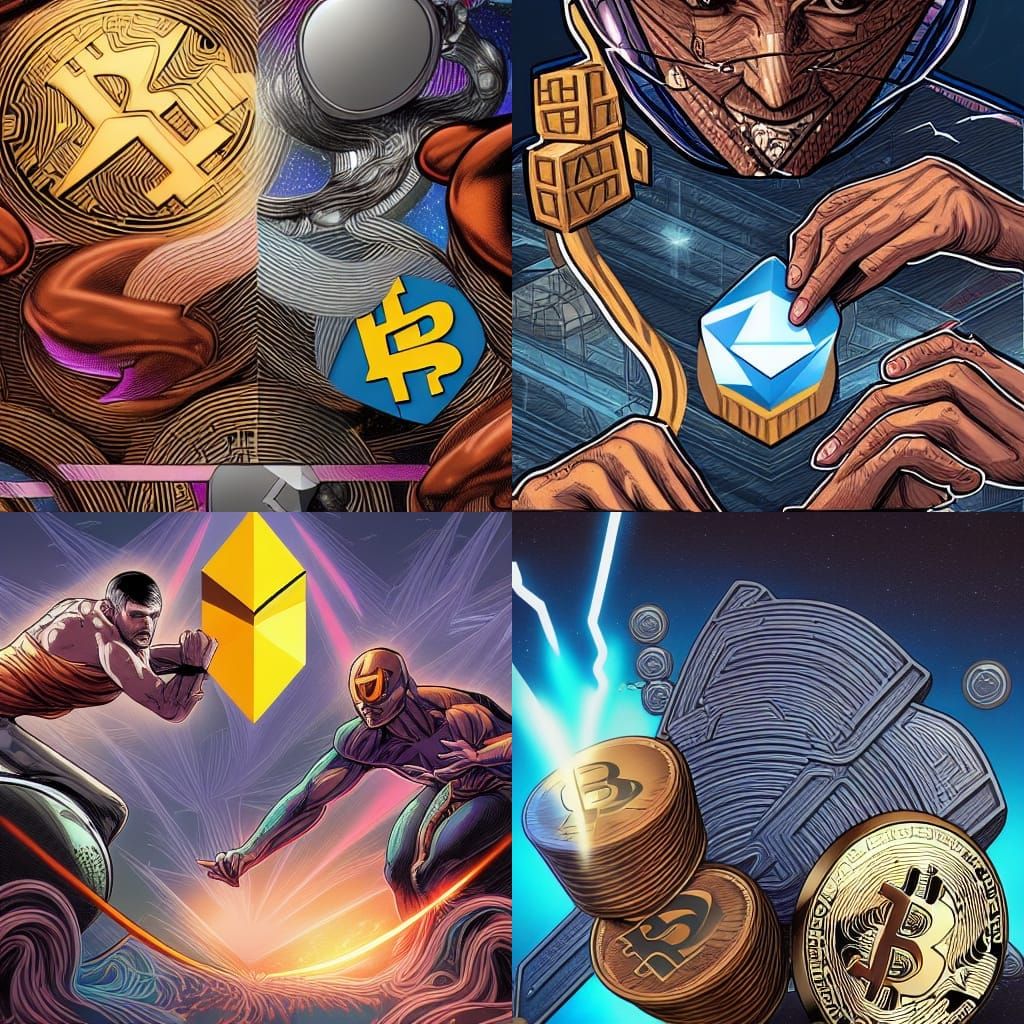 Blockchain Battle - AI Generated Artwork - NightCafe Creator