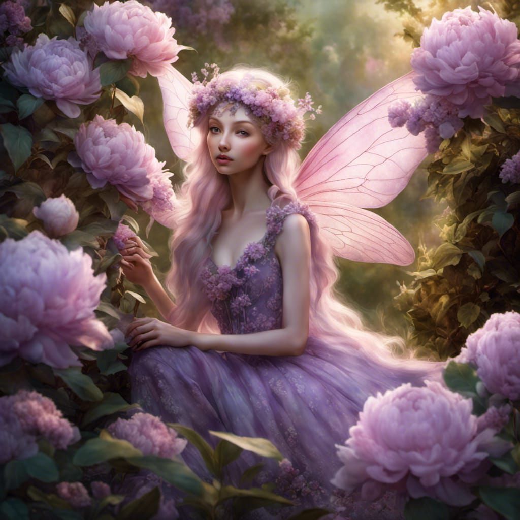 Fae Creature in Pink Peonies - AI Generated Artwork - NightCafe Creator